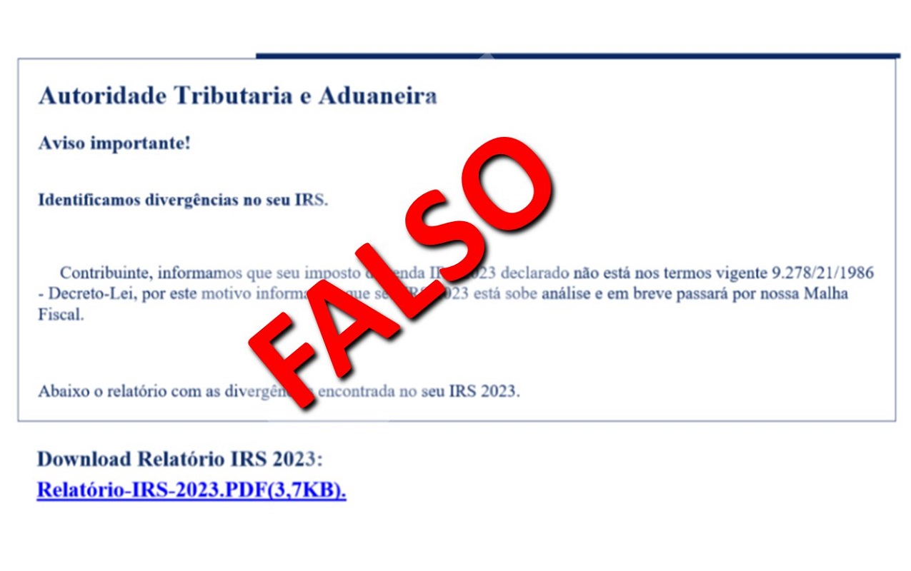 Alerta, fraude! E-mail para corrigir declaração de IRS é falso e deve ...